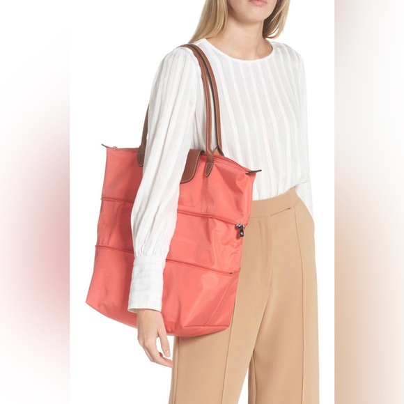 Longchamp | Bags | Longchamp Le Pliage Expandable Tote In Pomegranate ...